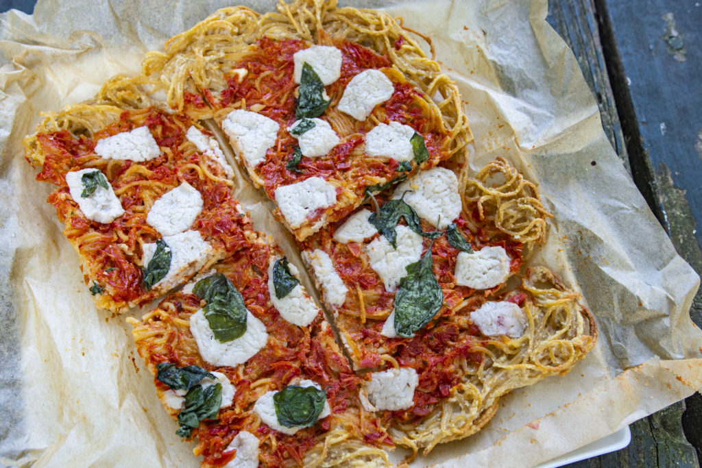 Spaghetti Pizza - Laura's Vegan Table